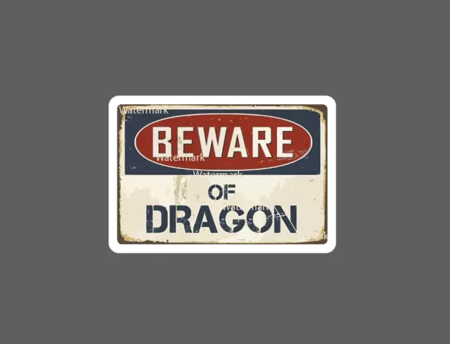 Beware Of Dragon Sticker Caution Warning Sticker Phone Decal Water ...