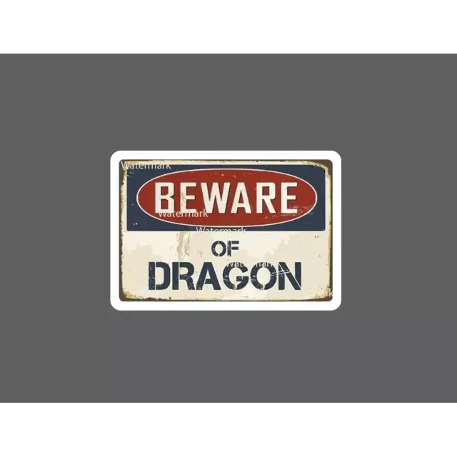 Beware Of Dragon Sticker Caution Warning Sticker Phone Decal Water ...