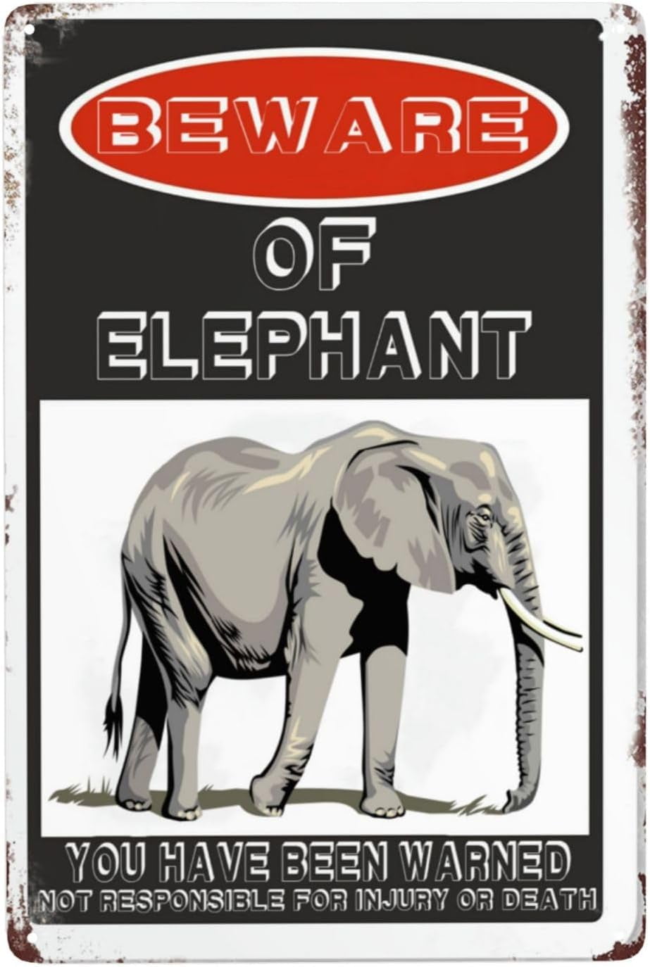 Beware Of Elephant Sign,12"X 8" Rust Free Beware Of Elephant Warning ...