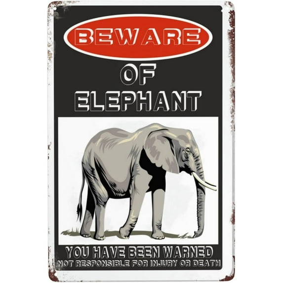 Beware Of Elephant Sign,12"X 8" Rust Free Beware Of Elephant Warning ...