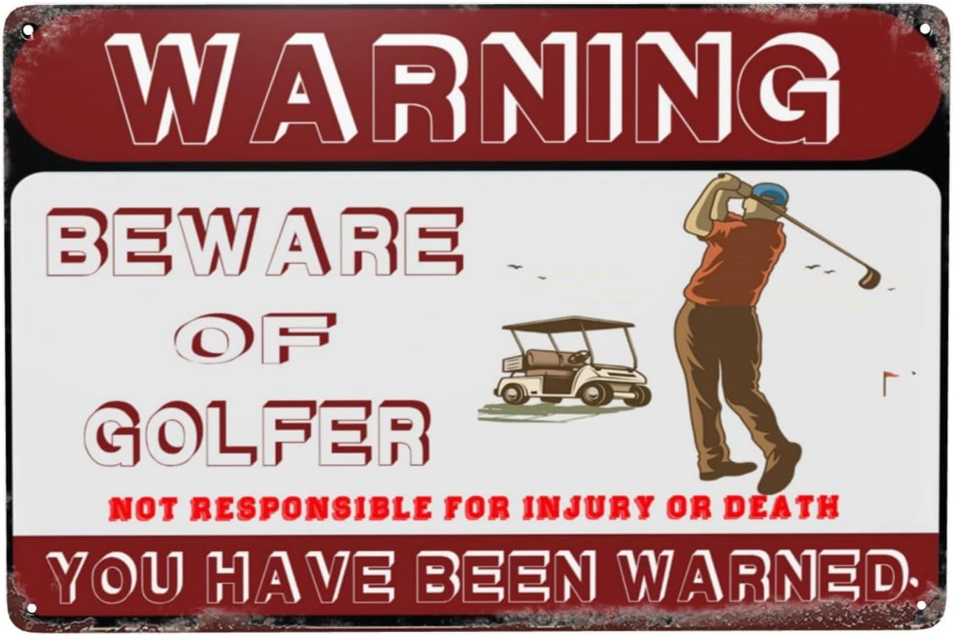 Beware Of Golfer Metal Sign Warning Sign Safety Signs For Home Outdoor ...