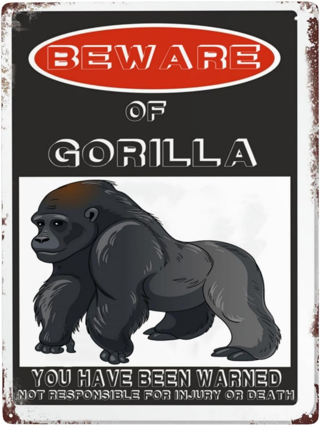 Beware Of Gorilla Sign,12"X 16" Rust Free Beware Of Gorilla Warning ...