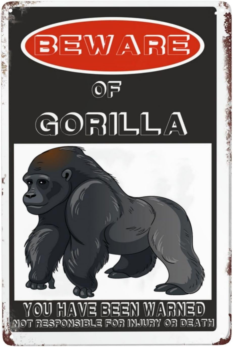 Beware Of Gorilla Sign,12"X 8" Rust Free Beware Of Gorilla Warning ...