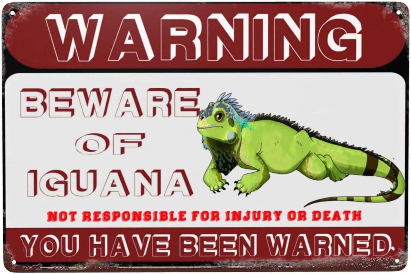 Beware Of Iguana Metal Sign Warning Sign Safety Signs For Home Outdoor ...