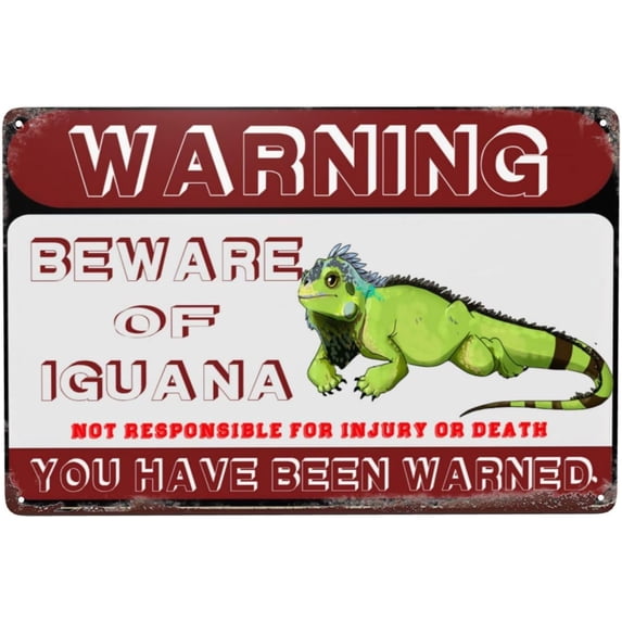Beware Of Iguana Metal Sign Warning Sign Safety Signs For Home Outdoor ...