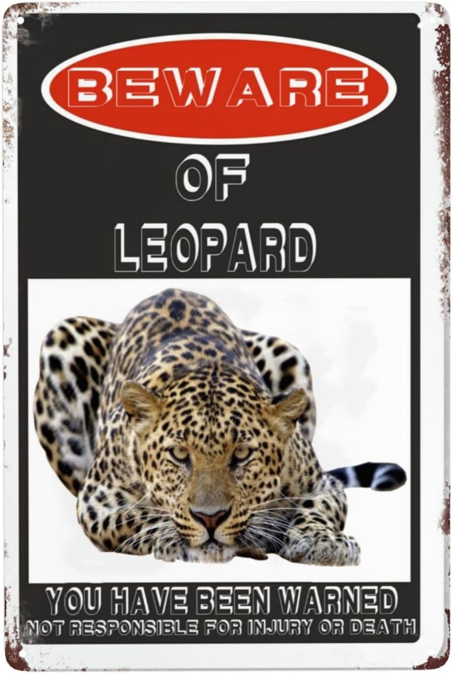 Beware Of Leopard Sign,12"X 8" Rust Free Beware Of Leopard Warning ...