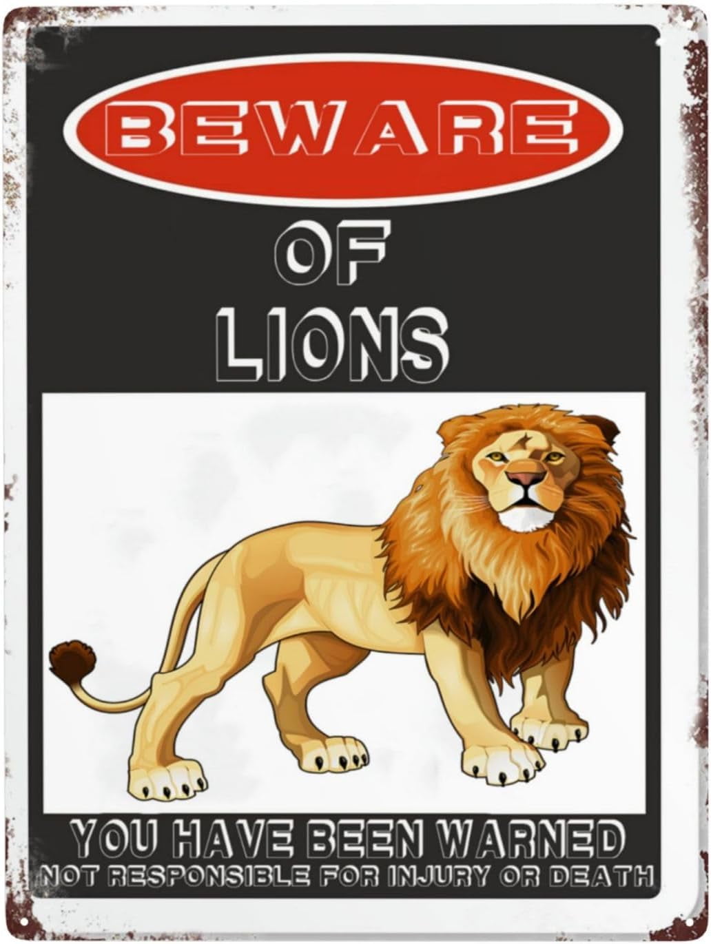 Beware Of Lions Sign,12"X 17.2" Rust Free Beware Of Lions Warning Signs ...