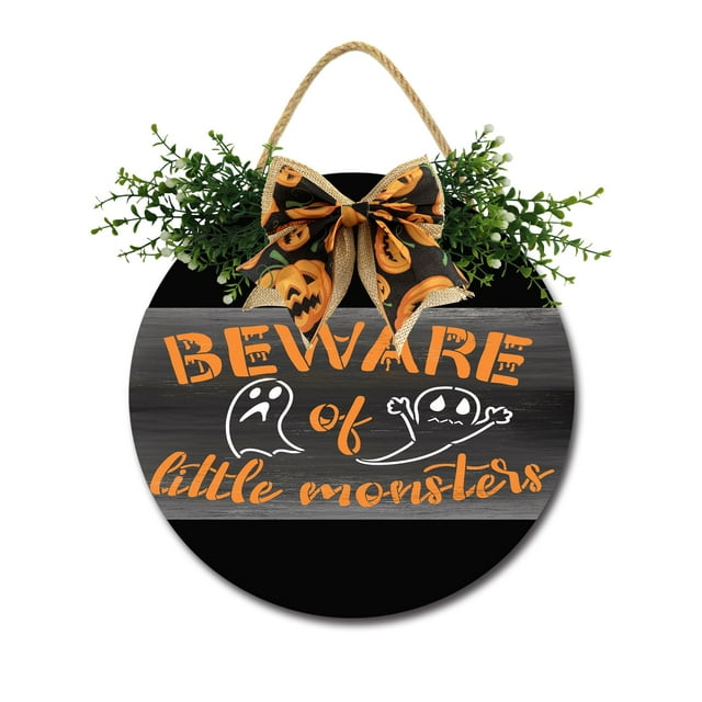Beware Of Little Monsters Sign Front Door Porch Decorations, Round ...