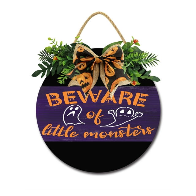 Beware Of Little Monsters Sign Front Door Porch Decorations, Round ...
