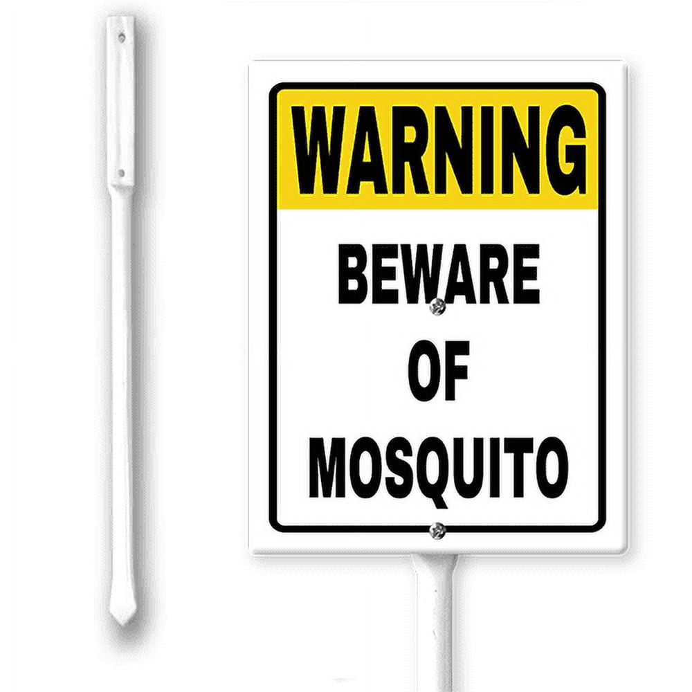 Beware Of Mosquito Yard Sign with Stake 8 x 12 inch Aluminum Sign,Easy ...