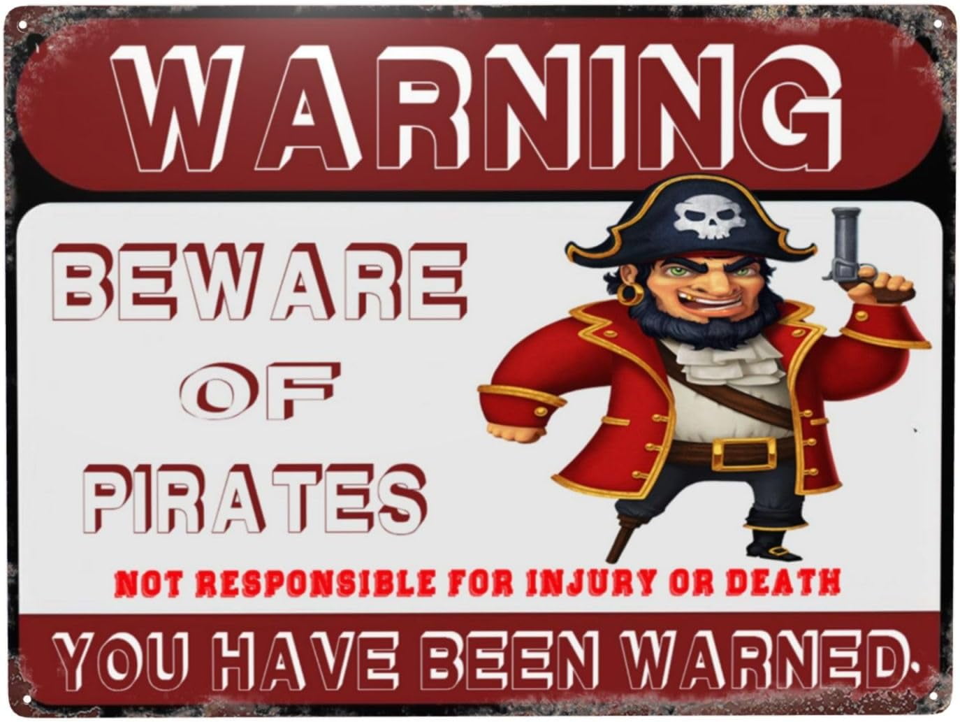 Beware Of Pirates Metal Sign Warning Sign Safety Signs For Home Outdoor ...