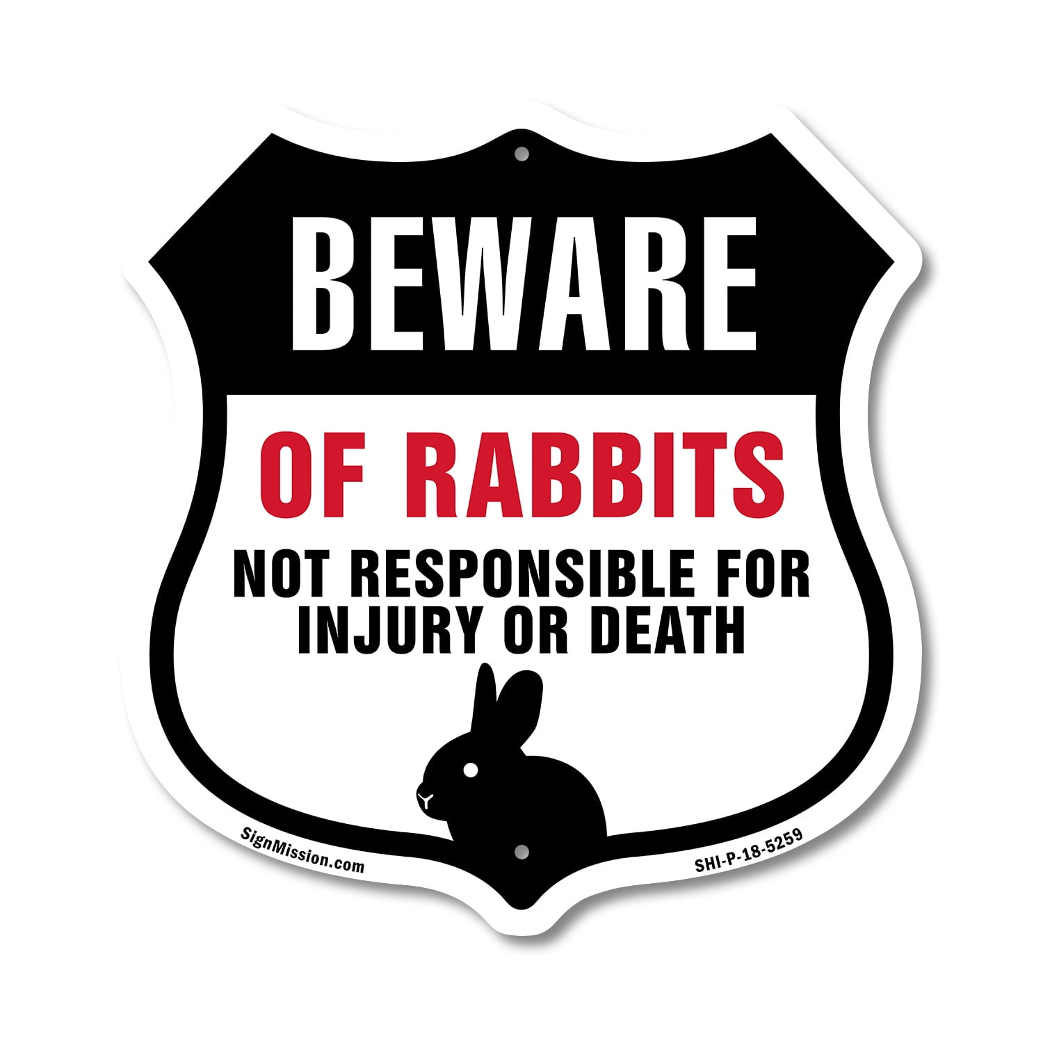 Beware Of Rabbits Not Responsible For Injury Or Death 12 inch X 12 inch ...