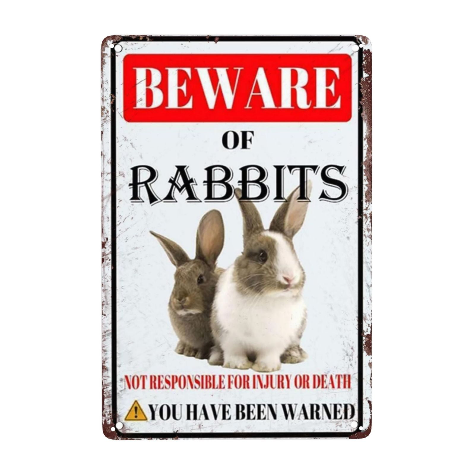 Beware Of Rabbits Vintage Metal Aluminum Tin Sign Door Signs Exterior ...