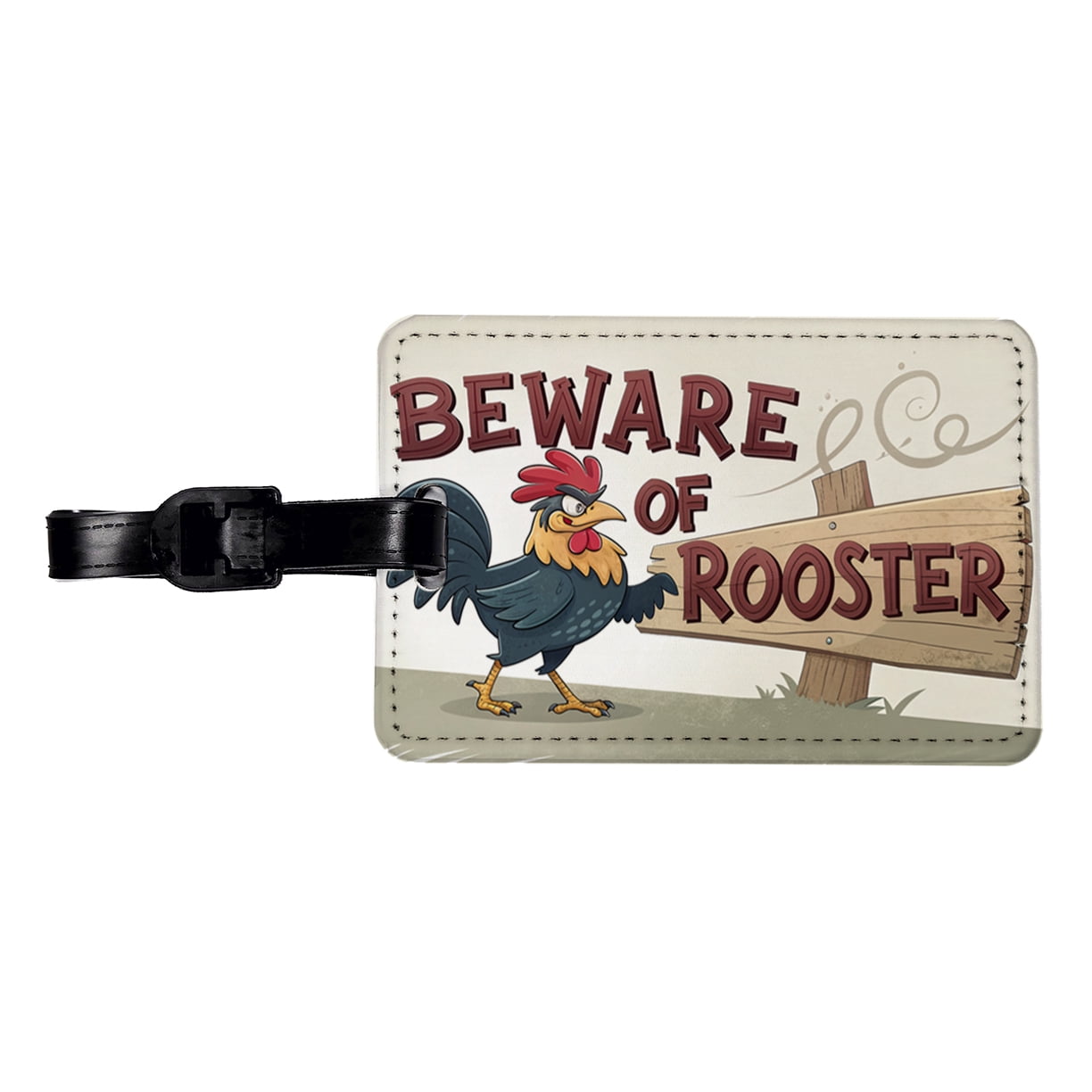 Beware Of Rooster Funny Faux Leather Travel Luggage Tag - Walmart.com