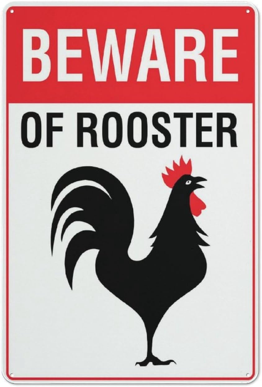 Beware Of Rooster Sign Sign, 8 X 12 Grade Reflective Sheeting Rust Free ...
