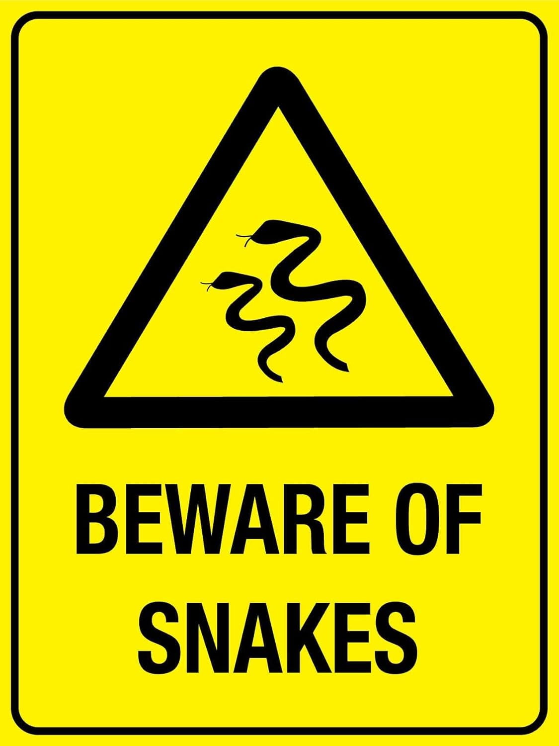 Beware Of Snakes Yellow Sign Animal Signs 12 X 16 Inch Metal Tin Sign ...