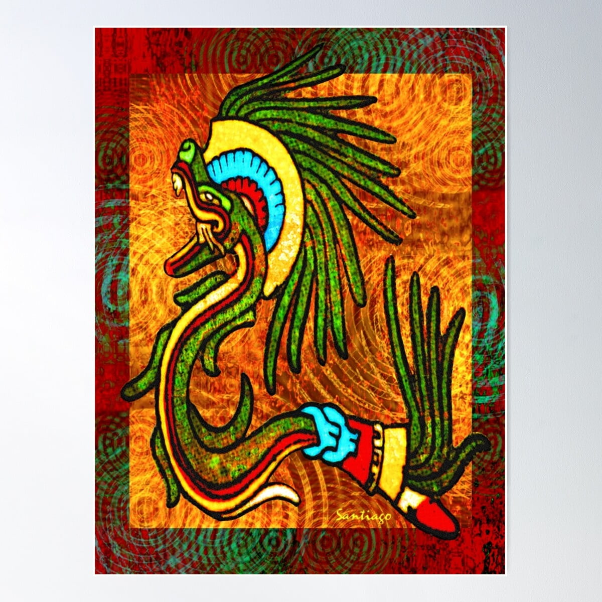Beware Of The Aztec Snake (Quetzalcoatl) - V3.2 Poster Wall Art, Modern ...