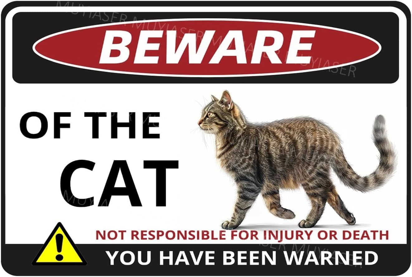 Beware Of The Cat Sign You Have Been Warned Metal Tin Signs Door Sign ...