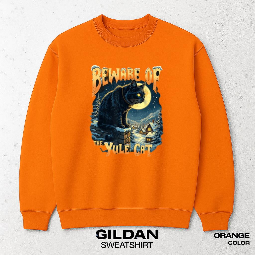 Beware Of The Christmas Cat Icelandic Yule Myth Funny Vintage Art Sweatshirt, for men & women ...