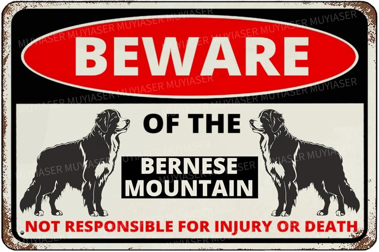 Beware Of The Dog Bernese Mountain Sign Metal Tin Signs Outdoor Yard ...