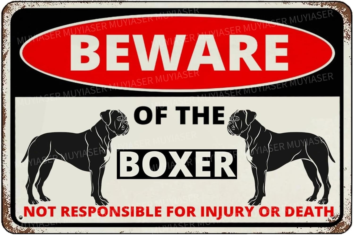 Beware Of The Dog Boxer Sign Metal Tin Signs Outdoor Yard Sign Warning ...