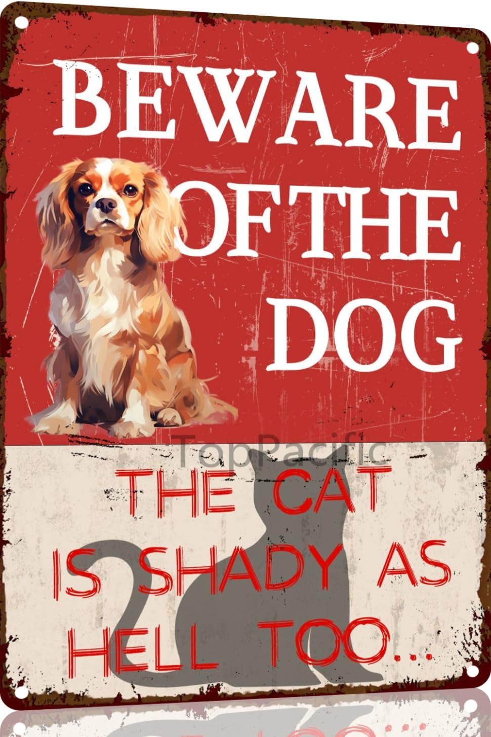 Beware Of The Dog Funny Cavalier-King-Charles Spaniel Warning Metal ...