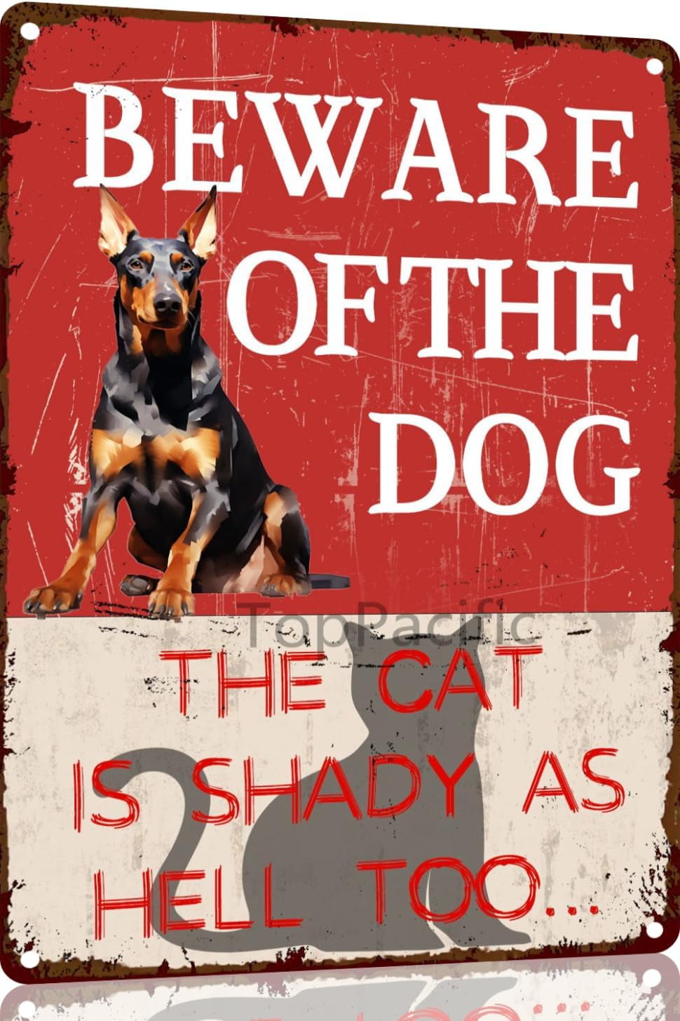 Beware Of The Dog Funny Doberman Warning Metal Signs Dog Signs For Yard ...