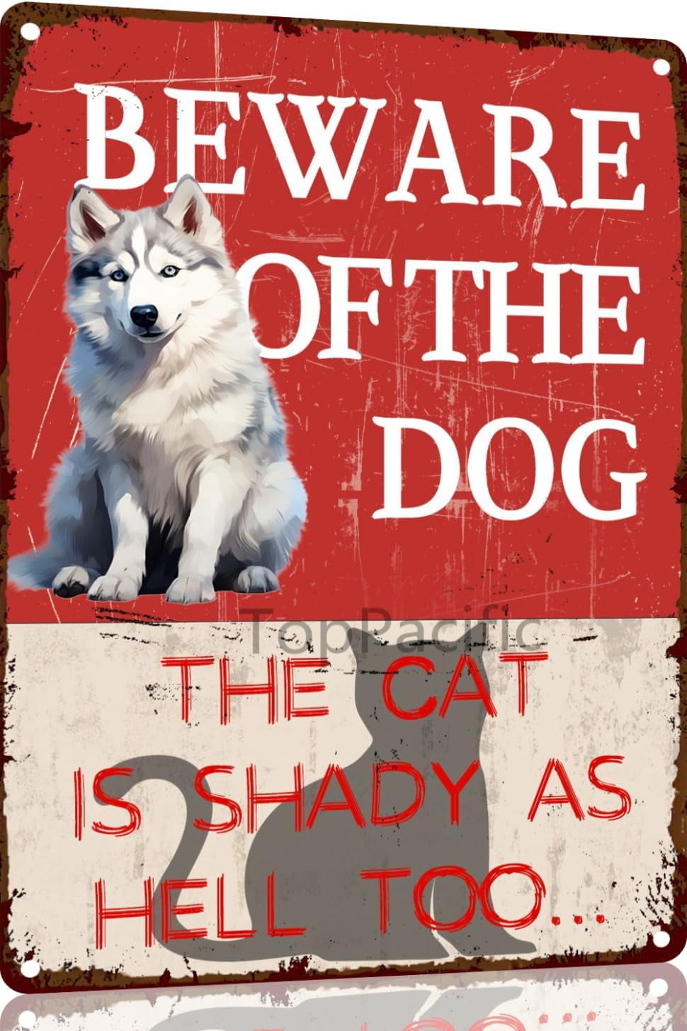 Beware Of The Dog Funny Husky Warning Metal Signs Dog Signs For Yard ...