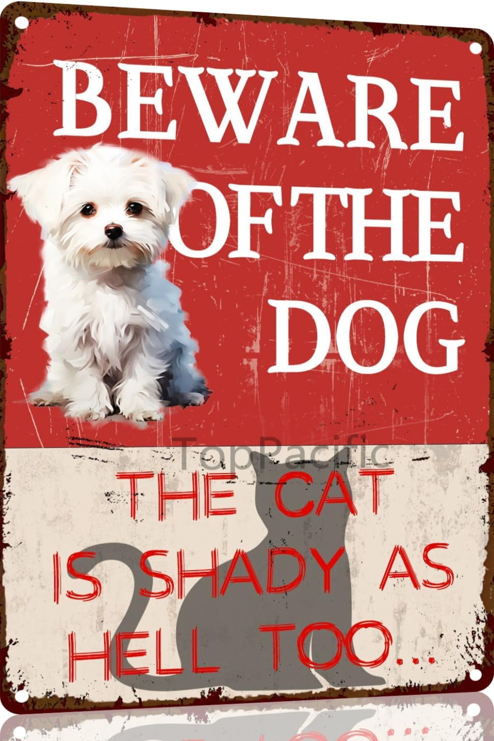Beware Of The Dog Funny Maltese Warning Metal Signs Dog Signs For Yard ...