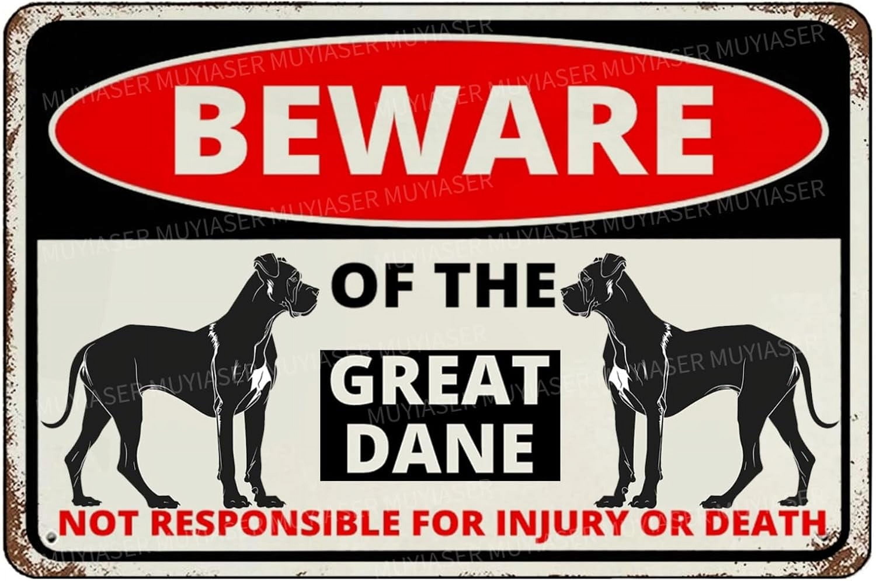 Beware Of The Dog Great Dane Sign Metal Tin Signs Outdoor Yard Sign ...