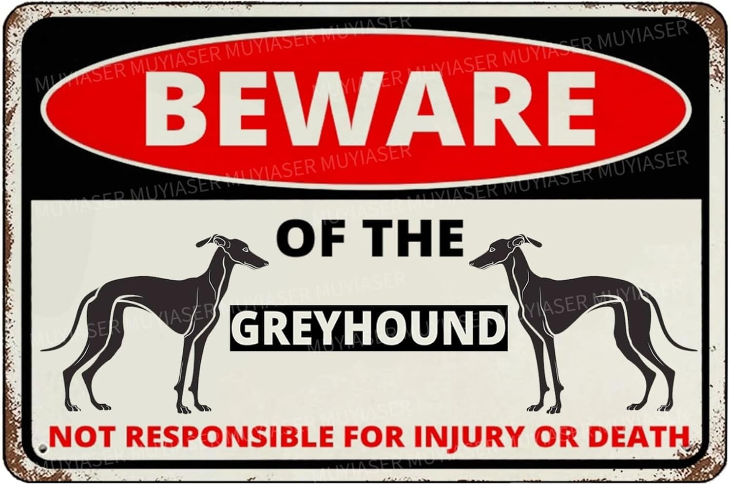 Beware Of The Dog Greyhound Sign Metal Tin Signs Outdoor Yard Sign ...