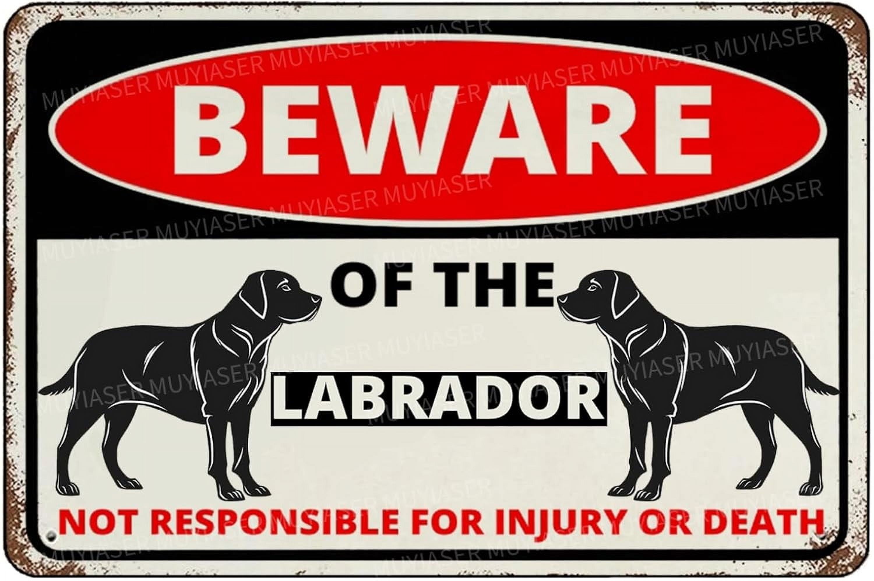 Beware Of The Dog Labrador Sign Metal Tin Signs Outdoor Yard Sign ...