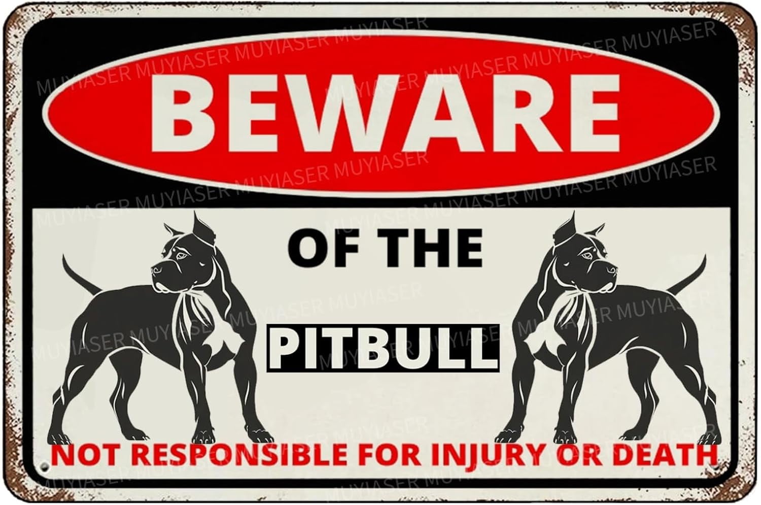 Beware Of The Dog Pitbull Sign Aluminum Metal Tin Signs Outdoor Yard ...