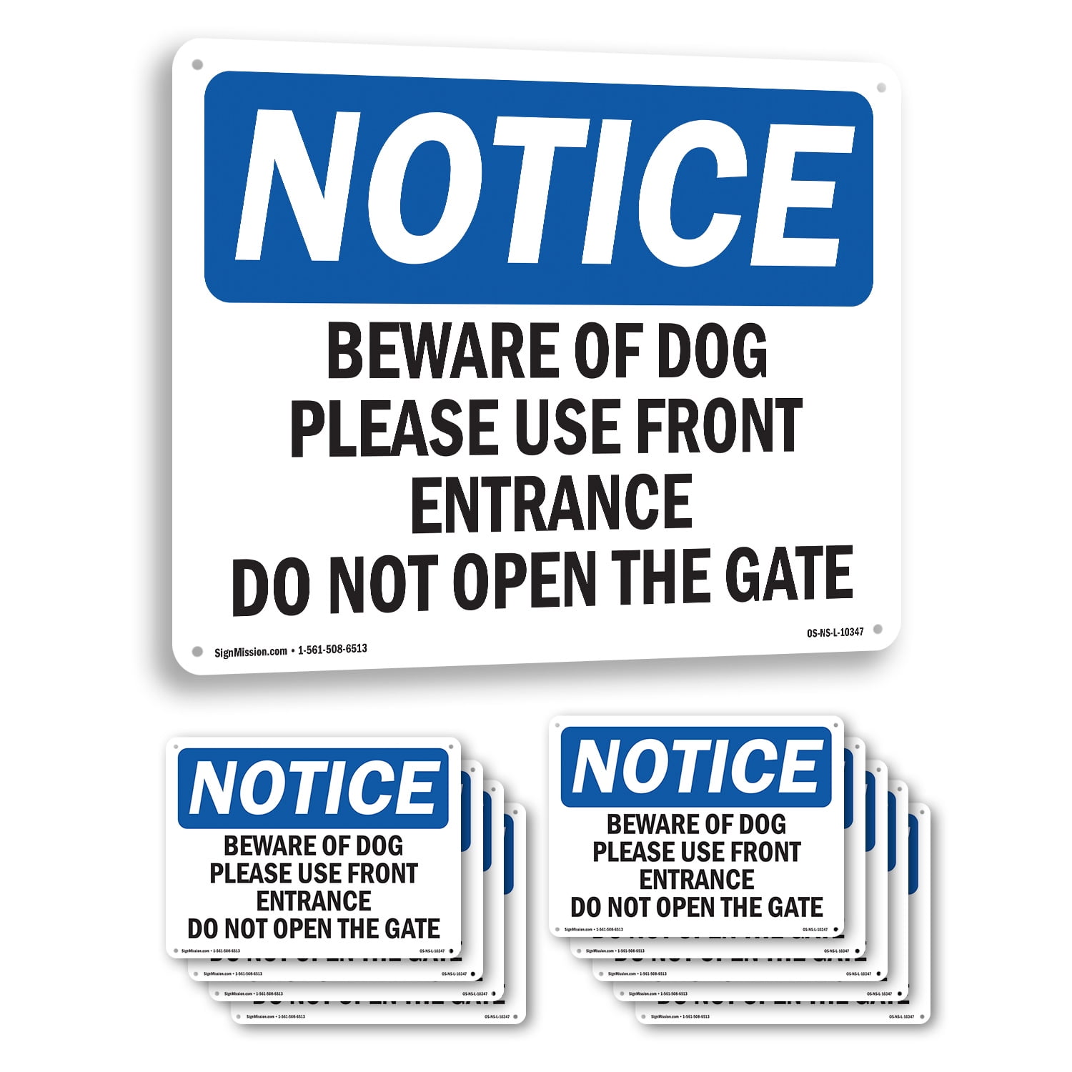 Beware Of The Dog Please Use Front Entrance OSHA Notice Rigid Plastic ...
