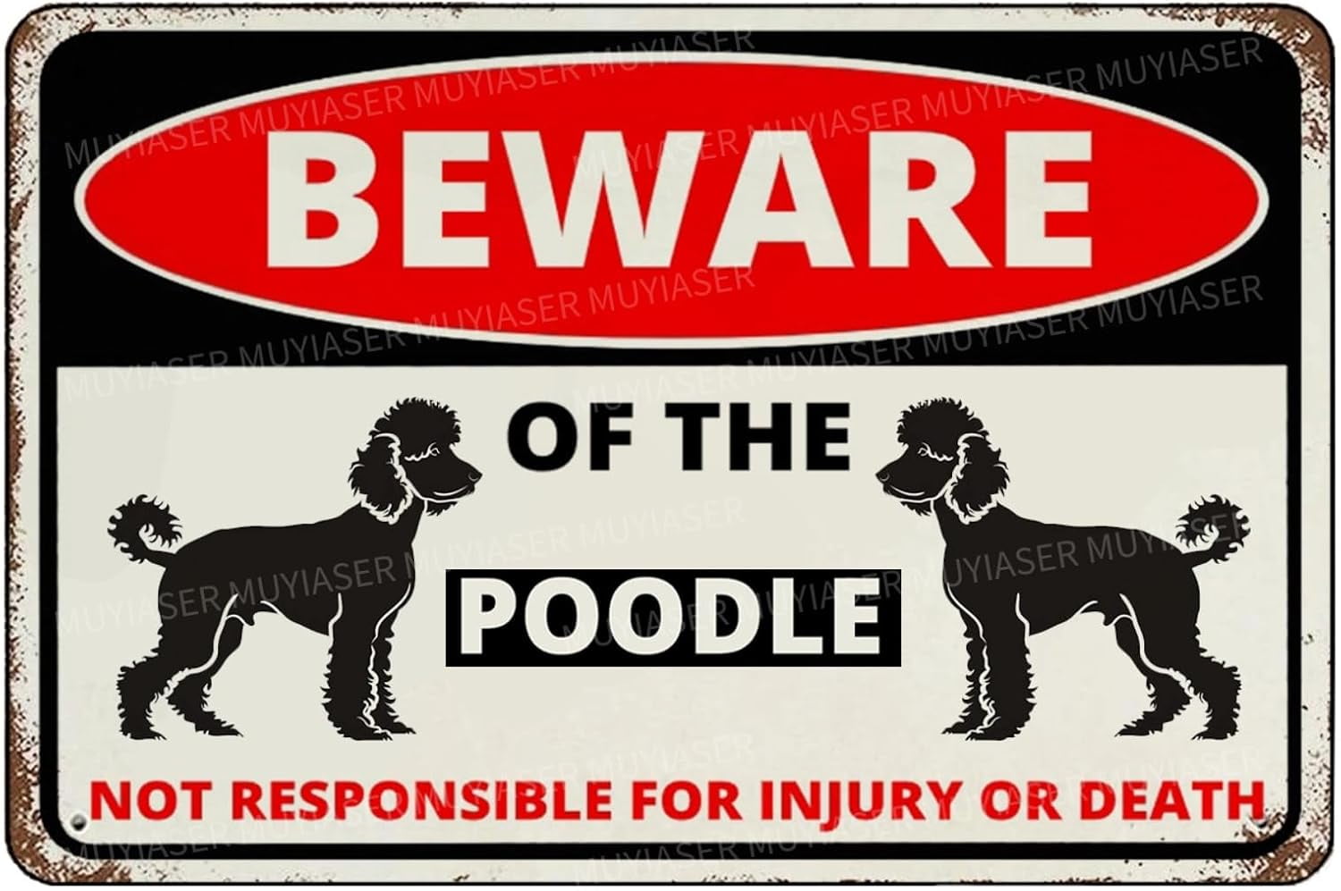 Beware Of The Dog Poodle Sign Metal Tin Signs Outdoor Yard Sign Warning ...
