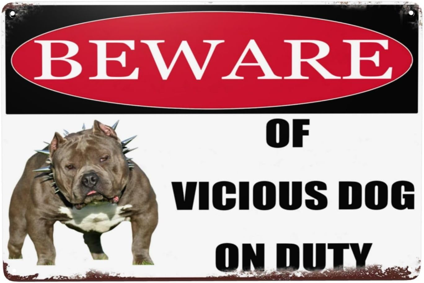 Beware Of Vicious Dog Metal Sign Decor Metal Sign Warning Sign Safety ...