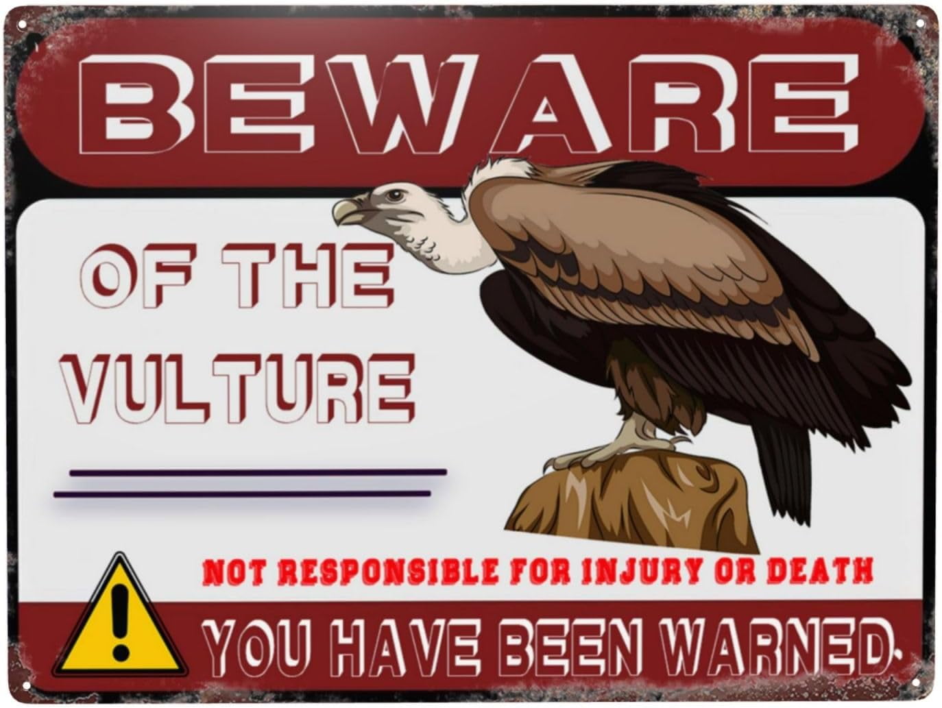 Beware Of Vulture Metal Sign Warning Sign Safety Signs For Home Outdoor ...