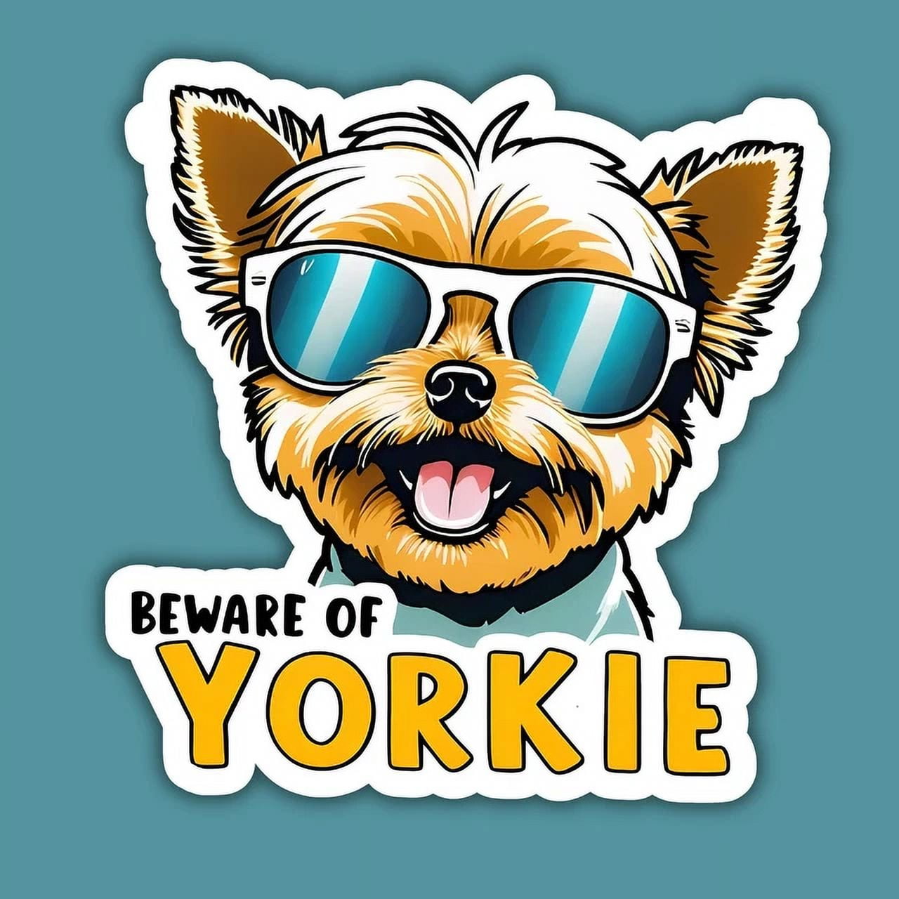 Beware Of Yorkie Cute Laptop Sticker Phone Decal Water Bottle Stickers ...