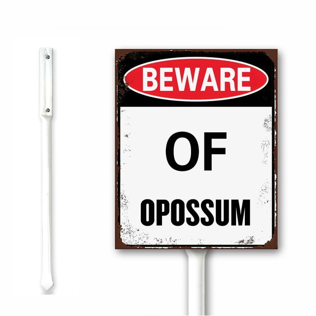 Beware of Opossum Metal Sign Rustic Yard Sign With Stake 4.6 x 6 Inches ...