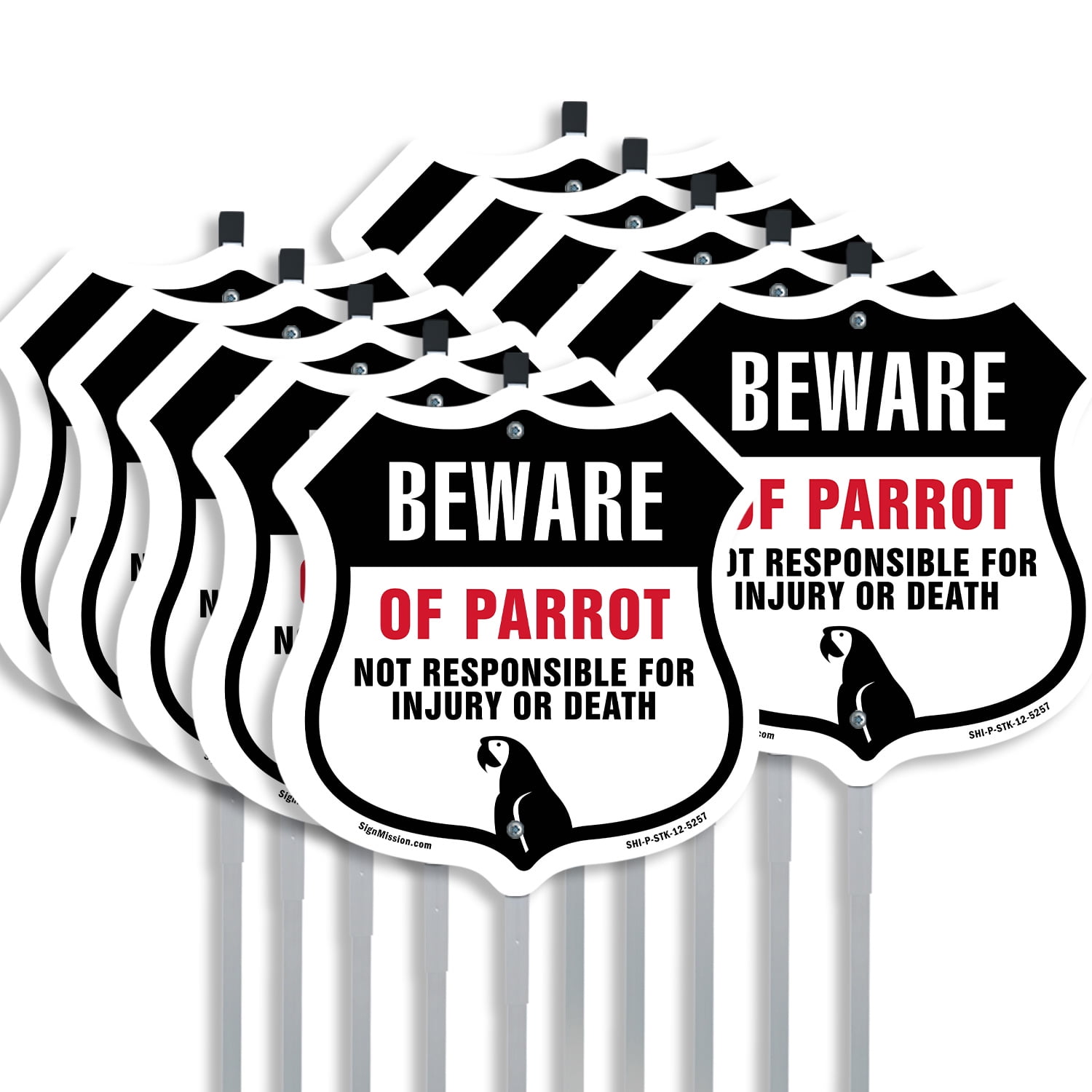 Beware Of Parrot Not Responsible For Injury Or Death (10 Pack) 12 inch ...