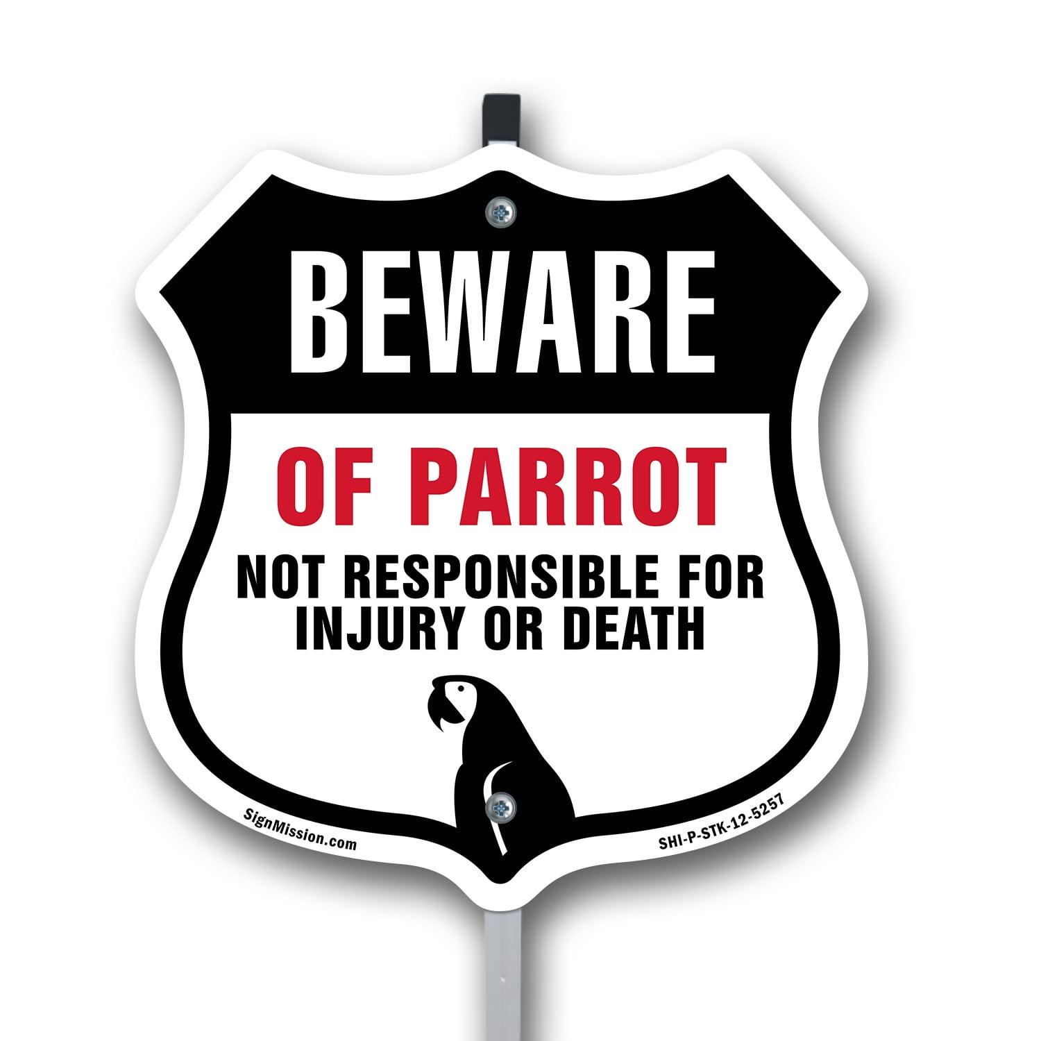 Beware Of Parrot Not Responsible For Injury Or Death 12 inch X 12 inch ...