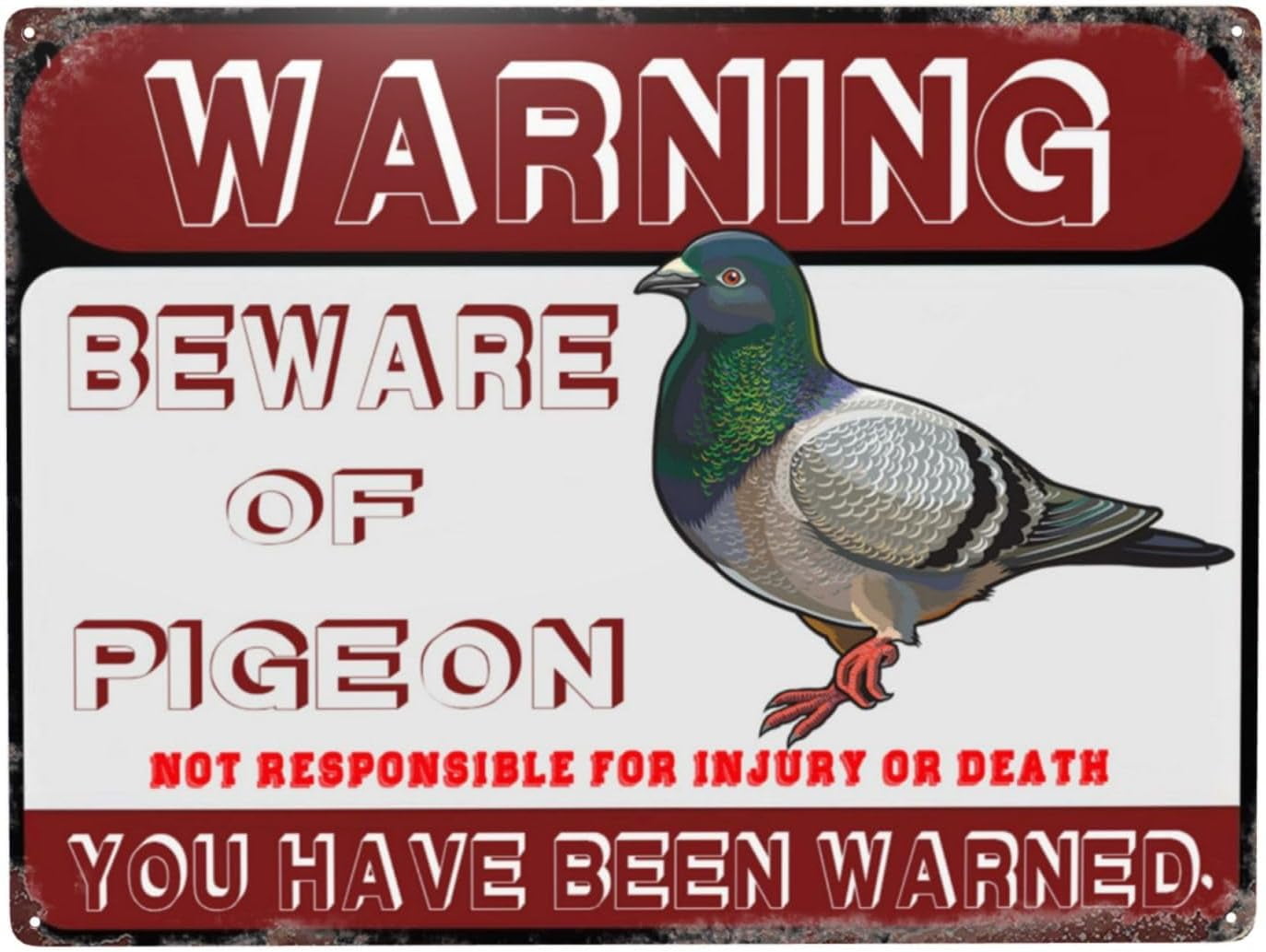 Beware Pigeon Metal Sign Warning Sign Safety Signs For Home Outdoor ...