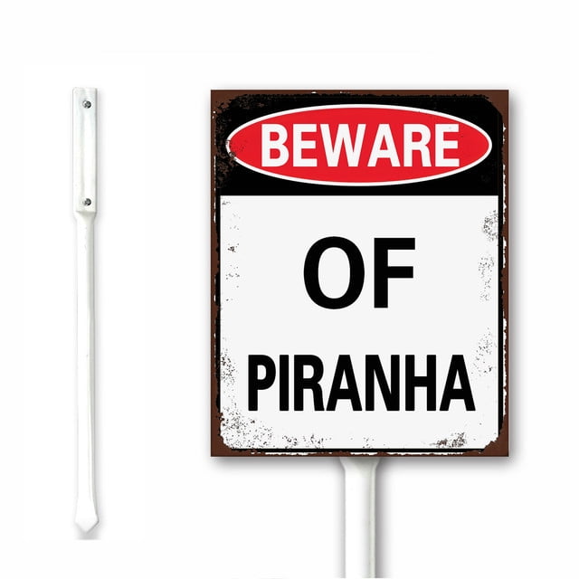 Beware of Piranha Metal Sign Rustic Yard Sign With Stake 7 x 8.8 Inches ...