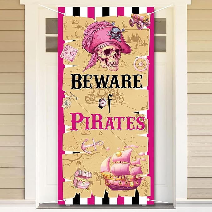 Beware of Pirates Door Banner Pirate Party Decoration Pirate Treasure ...