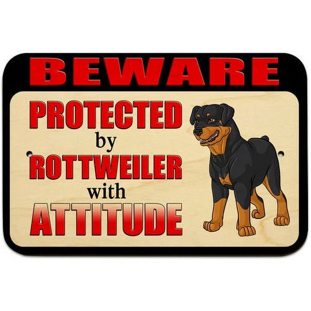 Beware Protected by Rottweiler with Attitude Sign - Walmart.com