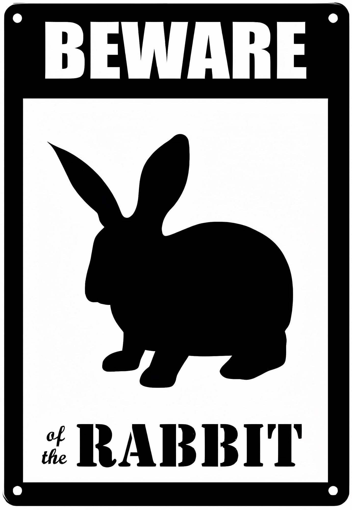 Beware Rabbit 8"x12" Tin Warning Metal Sign, Vintage Wall Decor, Home ...