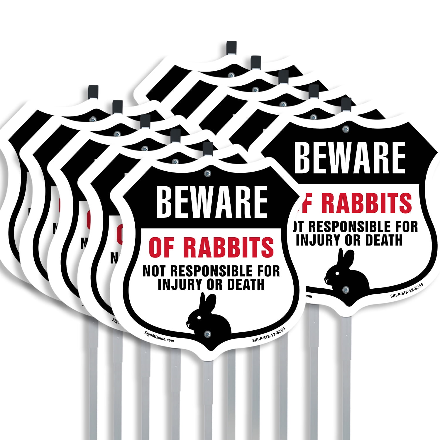 Beware Of Rabbits Not Responsible For Injury Or Death (10 Pack) 12 inch ...