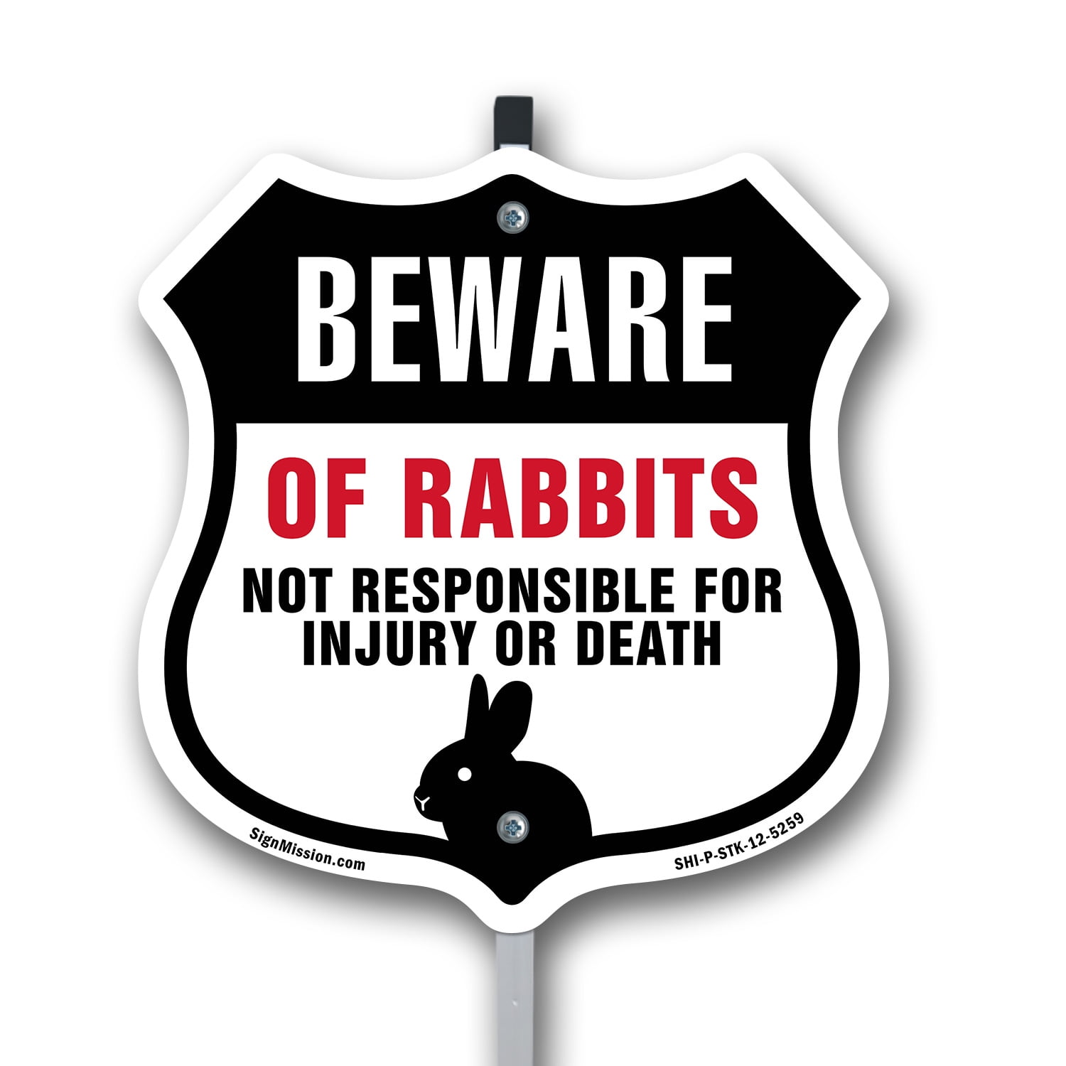 Beware Of Rabbits Not Responsible For Injury Or Death 12 inch X 12 inch ...