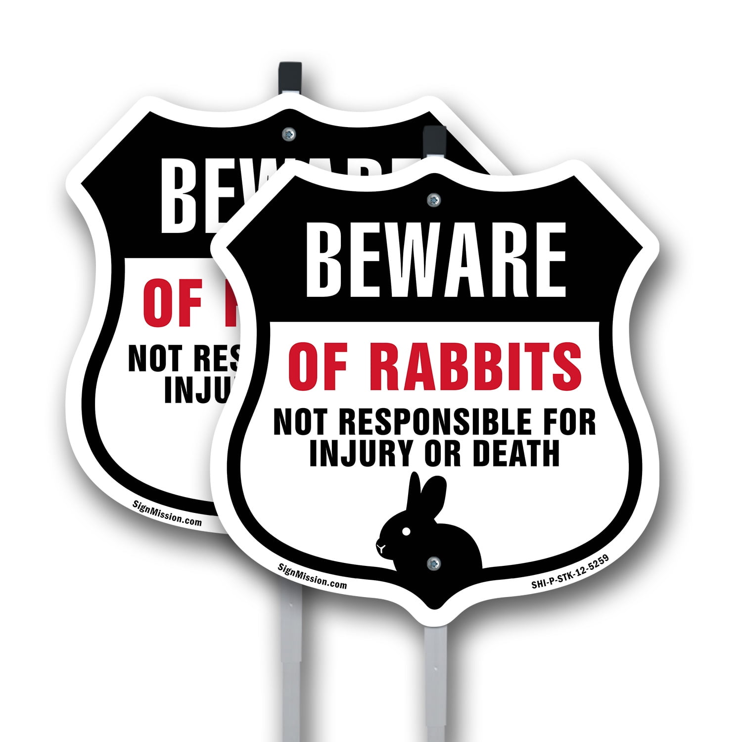 Beware Of Rabbits Not Responsible For Injury Or Death (2 Pack) 12 inch ...