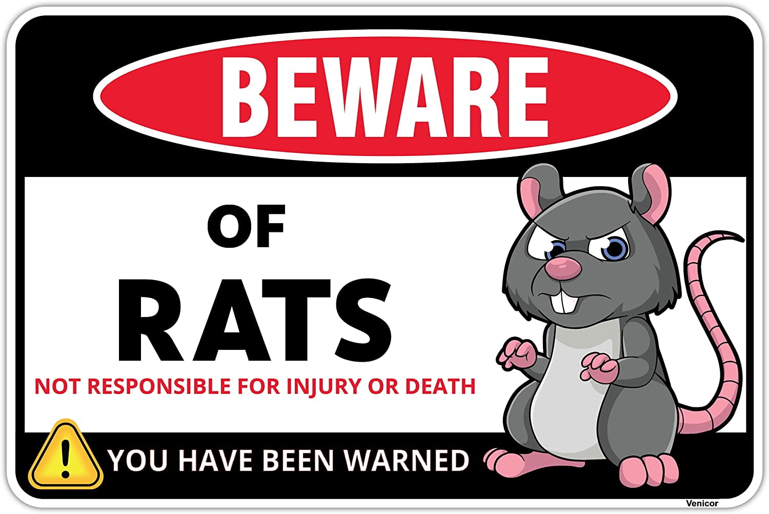 Beware of Rat Sign - 8 x 12 Inches - Aluminum - Rat Cage Accessories ...
